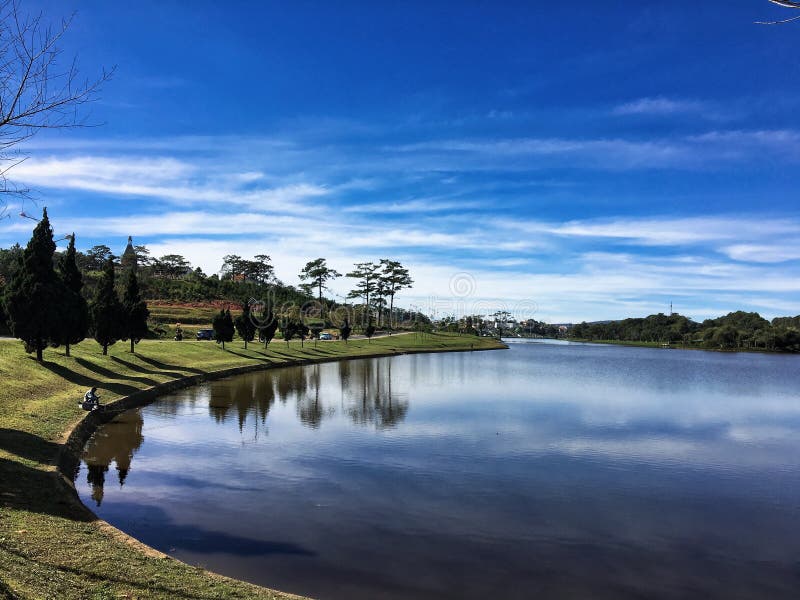 Lake in Da Lat stock image. Image of vietnam, lake, blue - 84394347