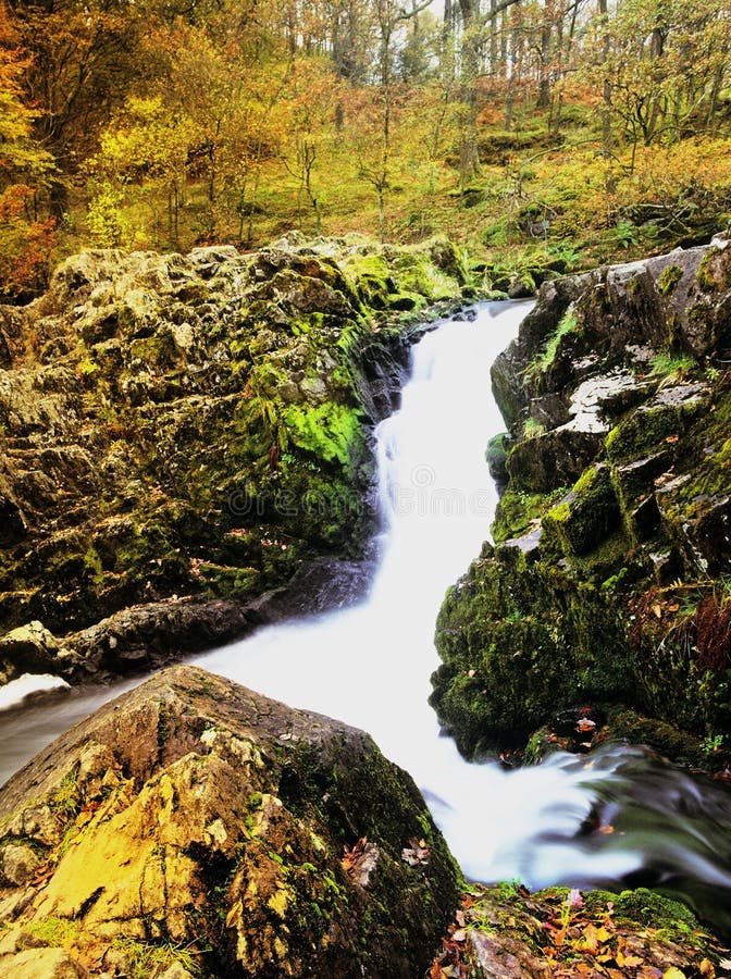 Waterfall on Watendlath Beck, English Lake District, Cumbria, England ...