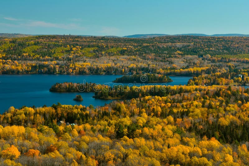 Lake with Fall Colors in Canadian Forest, Quebec Stock Image - Image of ...