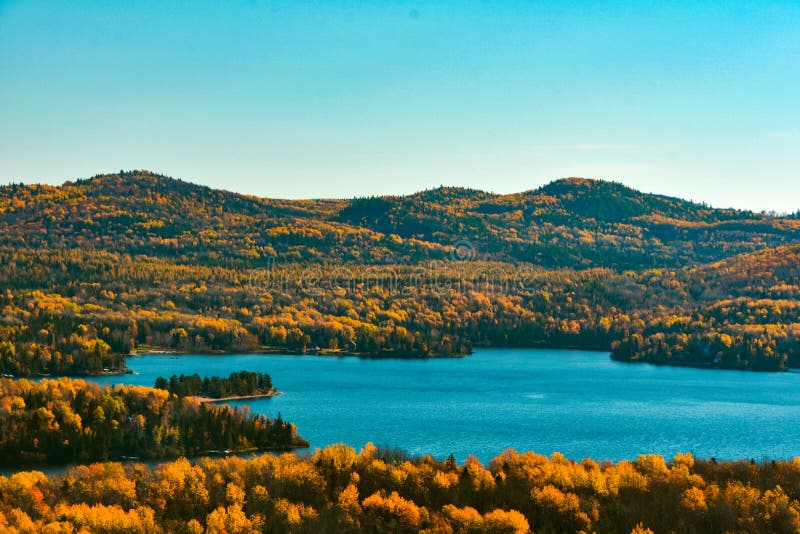 Lake with Fall Colors in Canadian Forest, Quebec Stock Image - Image of ...