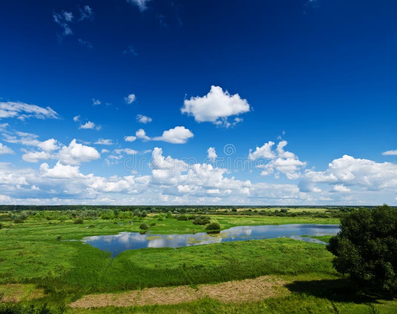 Lake and field stock image. Image of landscape, blue - 13286095