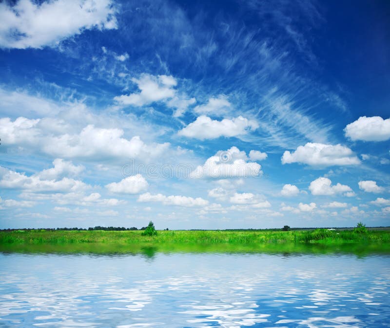 Lake on the field stock photo. Image of lake, color, contemplation ...
