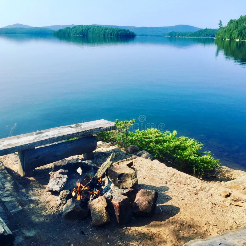 Lake fire stock photo. Image of lake, campingne, fire - 166324032