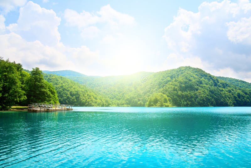 Lake in forest stock photo. Image of blue, horizon, forest - 7252084