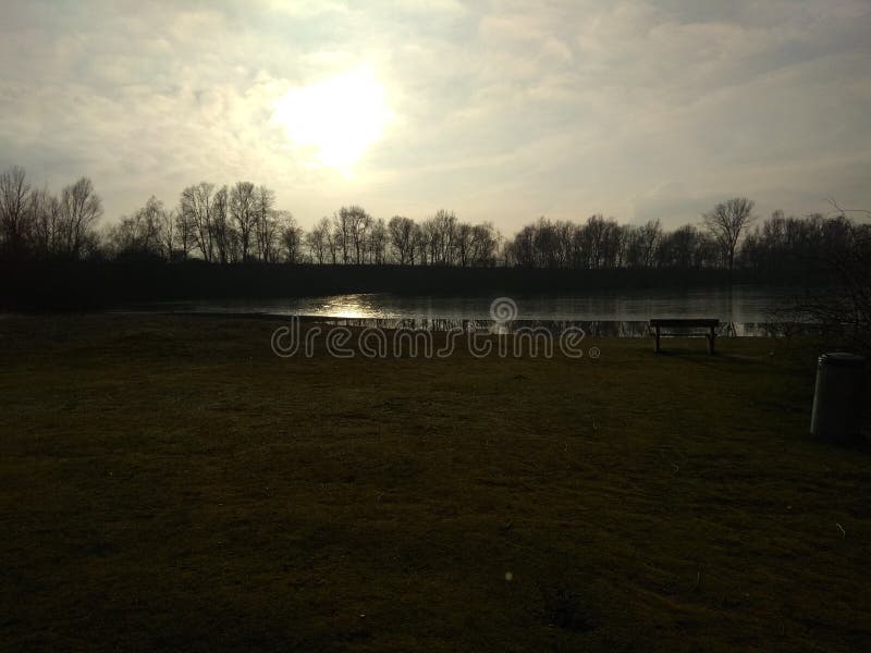 Lake with a Forest and a Beach Stock Photo - Image of early, scenery ...