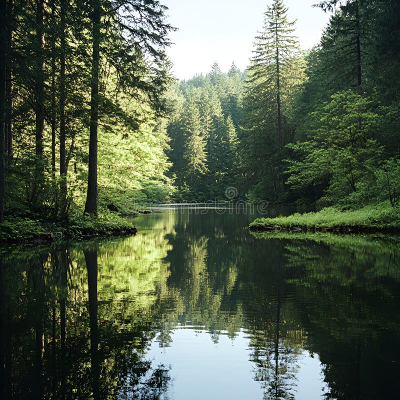Lake, Forest, Beautiful Lake , Nature, Edge, Day, Generative AI Stock ...