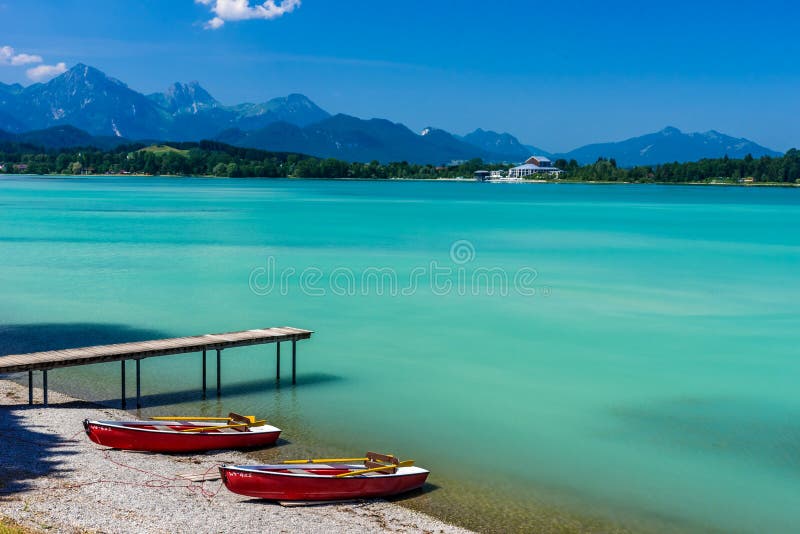 Forggensee - Lake Near Fuessen in Beautiful Mountain Scenery of Allgaeu ...