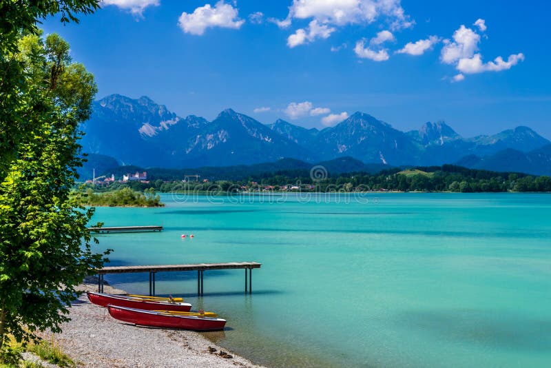 Forggensee - Lake Near Fuessen in Beautiful Mountain Scenery of Allgaeu ...