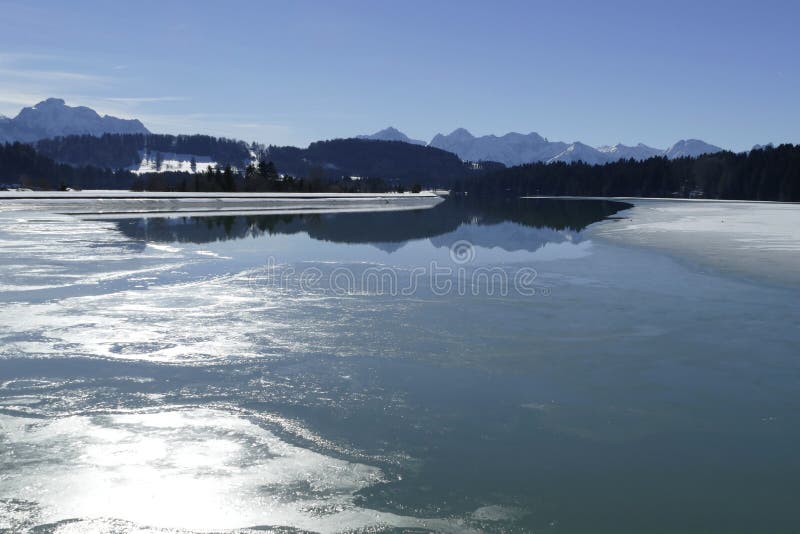 Lake Forggensee in Bavaria, Germany Stock Image - Image of fuessen ...