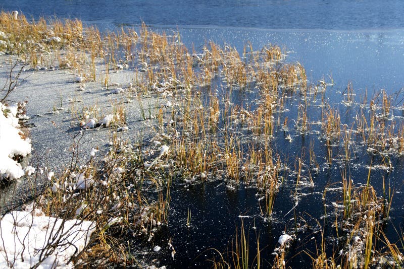 Lake freezing over stock image. Image of landscape, snow - 34572587
