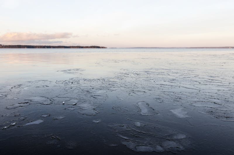 Lake freezing over stock image. Image of mountain, landscape - 34572533
