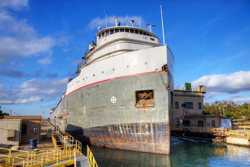 Lake Freighter stock image. Image of lake, toledo, night - 35415921