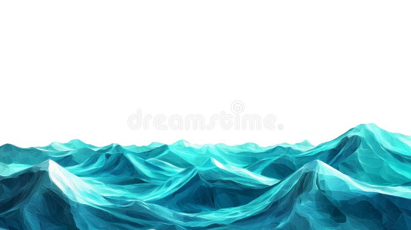 Lake with Glowing Teal Wave Patterns,low Poly Isolated on a White ...