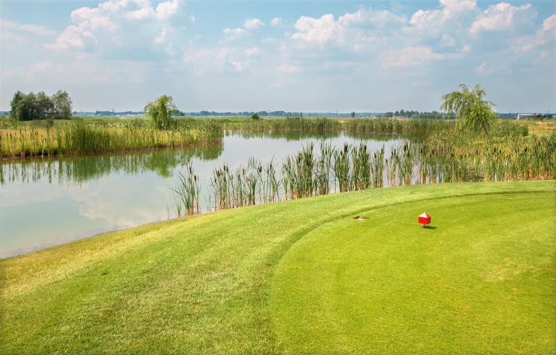 Lake at the golf course stock image. Image of green, club - 32312463