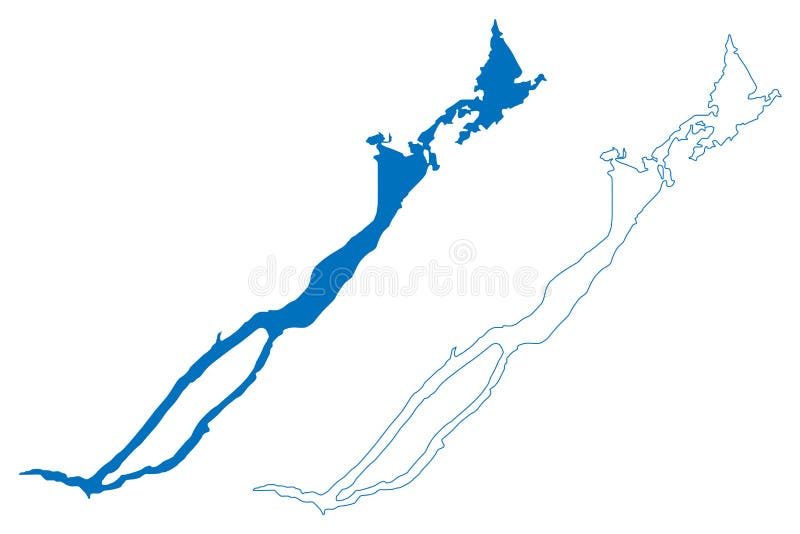 Lake Grand Canada, North America, Newfoundland and Labrador Map Vector Illustration, Scribble ...