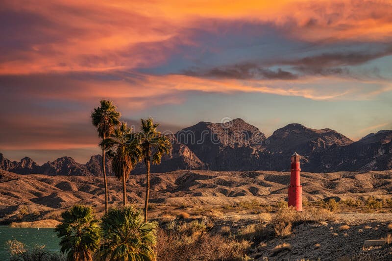 Lake Havasu Lighthouse, Arizona Stock Image - Image of lighthouse ...