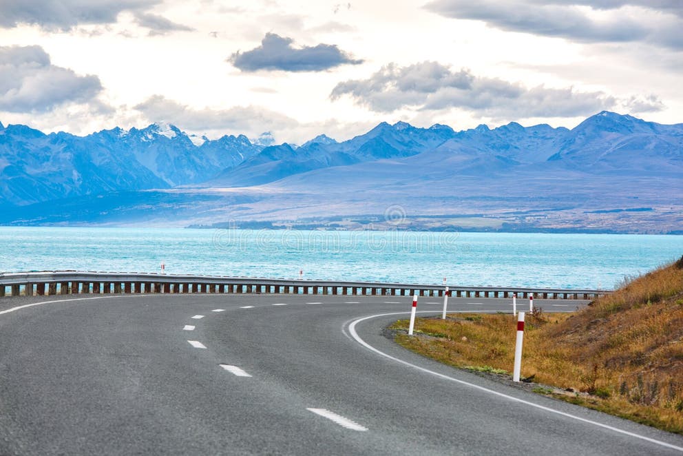 Lake Hawea stock photo. Image of lake, mountain, fields - 67442386