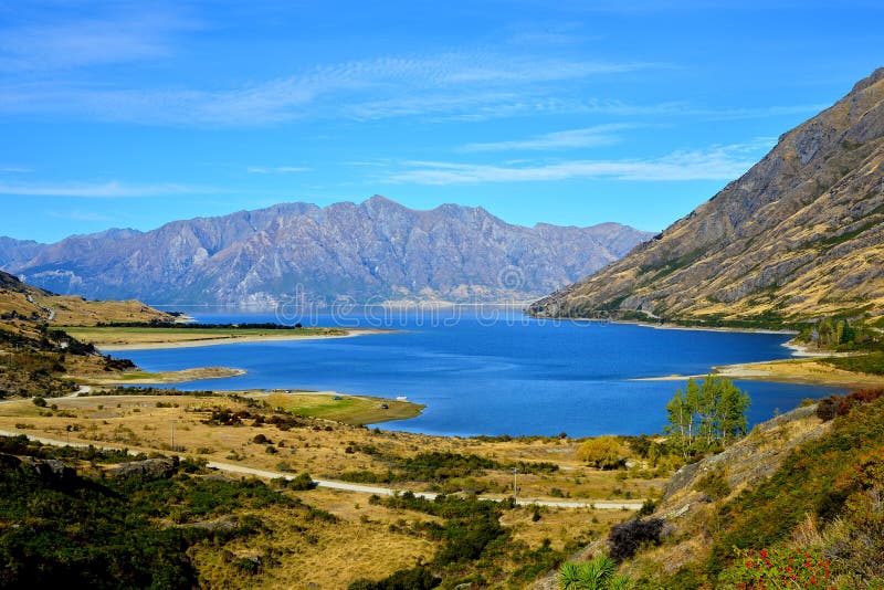 Lake Hawea stock image. Image of lake, vacation, daylight - 97925599