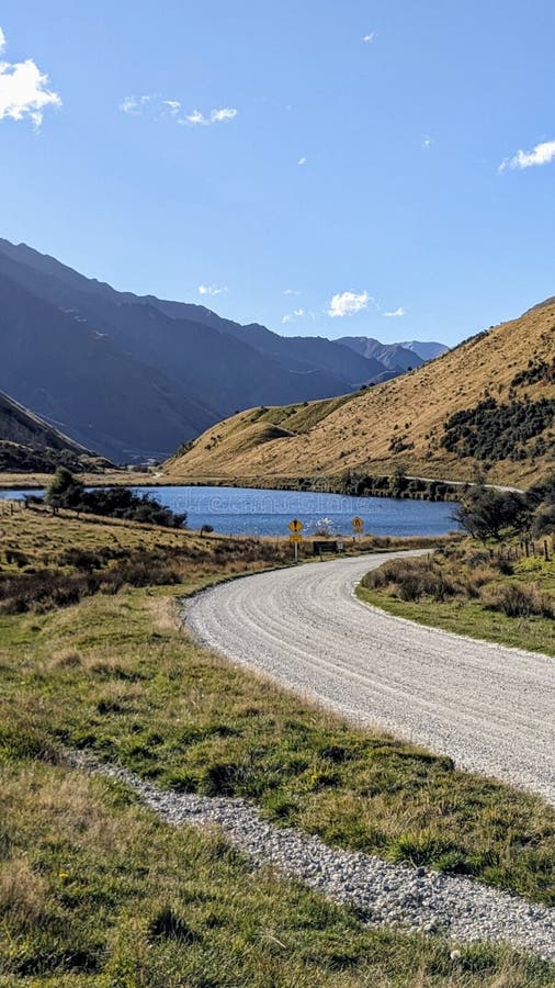 Lake Hawea stock image. Image of gravel, road, hawea - 320819023