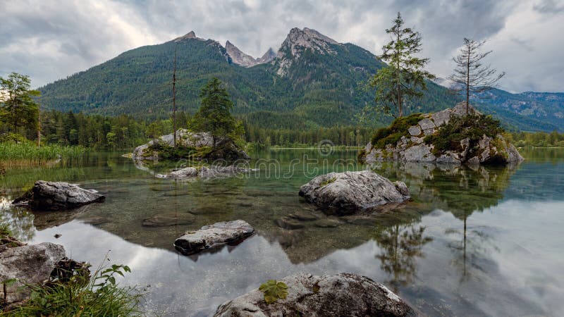 Lake Hintersee in the Bavarian Alps Stock Photo - Image of mountain ...