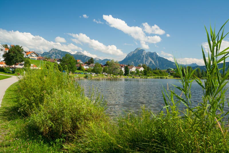 Lake Hopfensee stock image. Image of mountain, building - 26670205