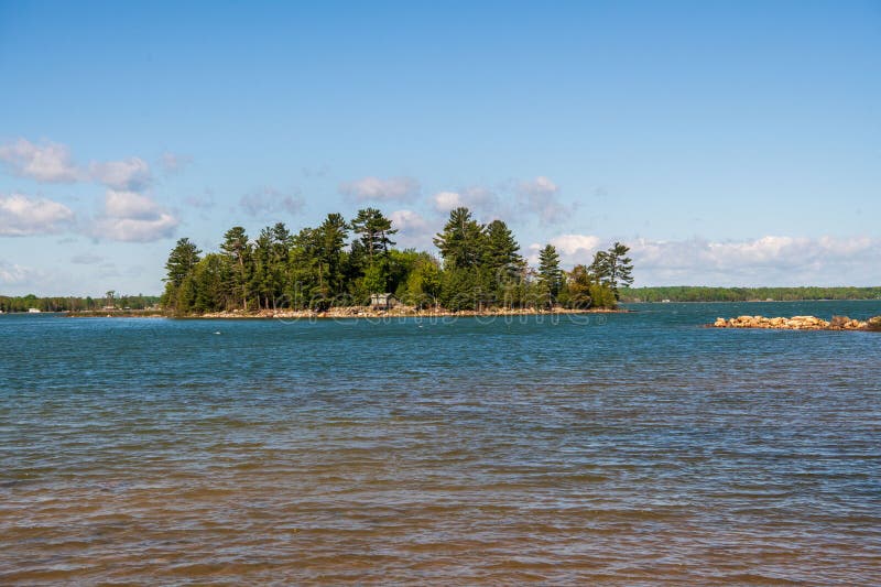 Lake Huron with Island in Summer Sun Stock Image - Image of island ...