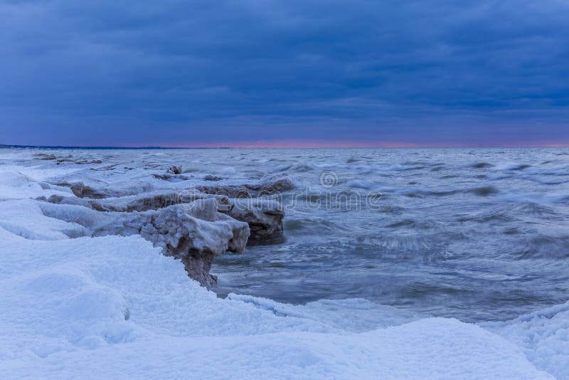 Lake Huron Shoreline in Winter Stock Photo - Image of scenic, shoreline ...