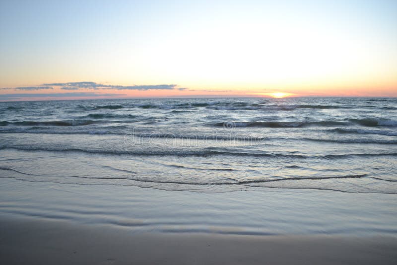 Lake Huron Sunset stock image. Image of evening, lake - 93841363