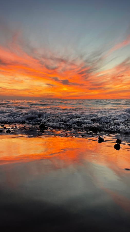 Lake Huron Sunset stock image. Image of shore, afterglow - 268346497