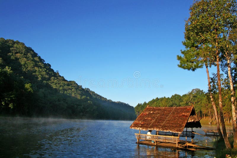 The Lake Hut stock photo. Image of morning, nature, human - 7638636