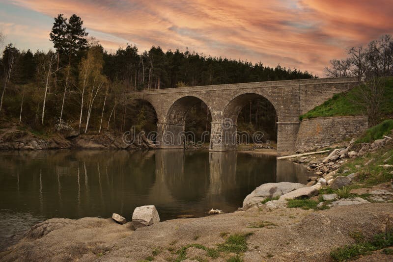 The bridge of Iskar dam stock photo. Image of wood, bridge - 217918512