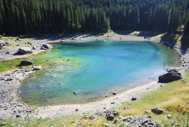Lake Karrersee stock photo. Image of alpine, nature, carezza - 28844648