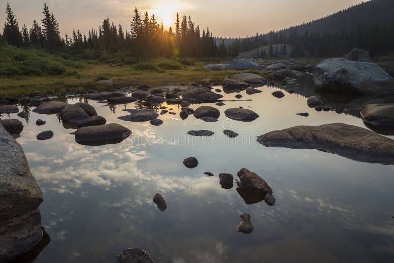 Lake Landscape in Mount Evans Wilderness Stock Image - Image of clouds ...