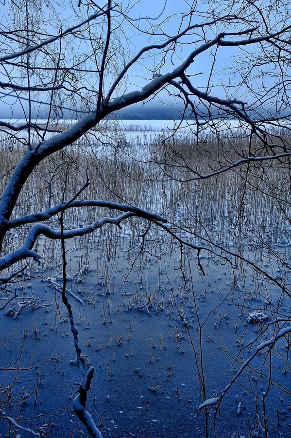 Lake Landscapes with Snow on the Ice. Stock Image - Image of frosty ...