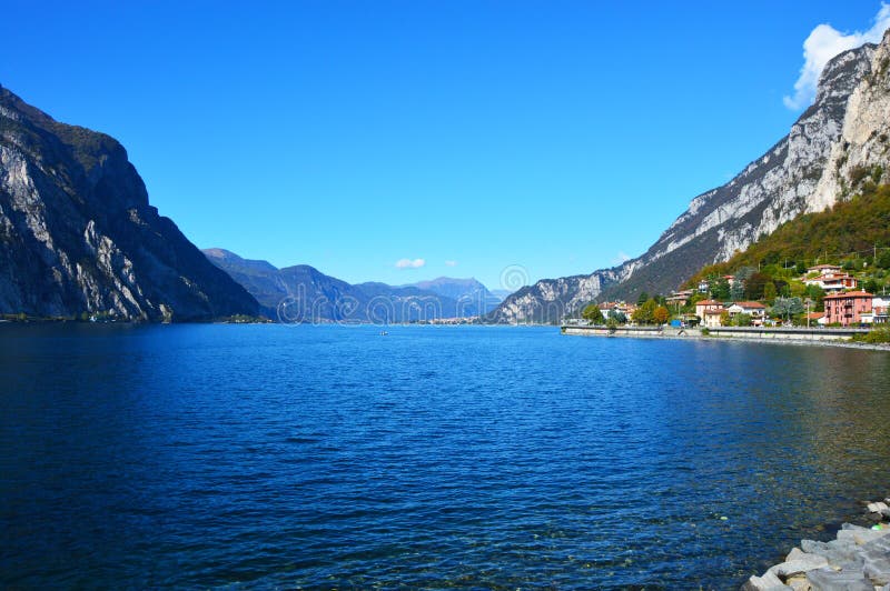 Lake Lecco in fall, Italy stock image. Image of charateristic - 83891059