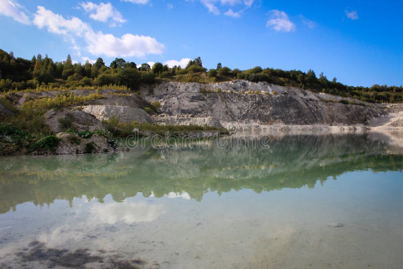 Lake in the Limestone Quarry. Stock Image - Image of faxe, september ...