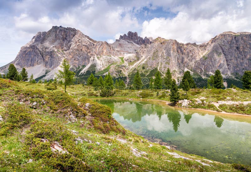 Lake of Limides - Italian Dolomites Stock Photo - Image of beautiful ...