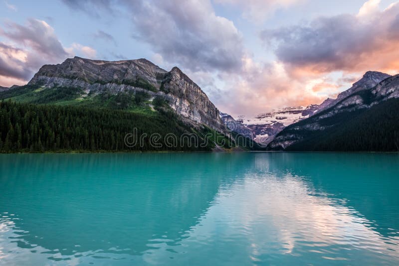 Lake Louise at Sunset in Banff National Park, Canada Stock Image ...