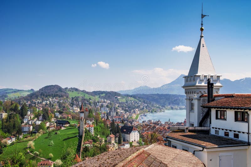 Lake Lucerne Top View Castle Guetsch Stock Photo - Image of swiss ...