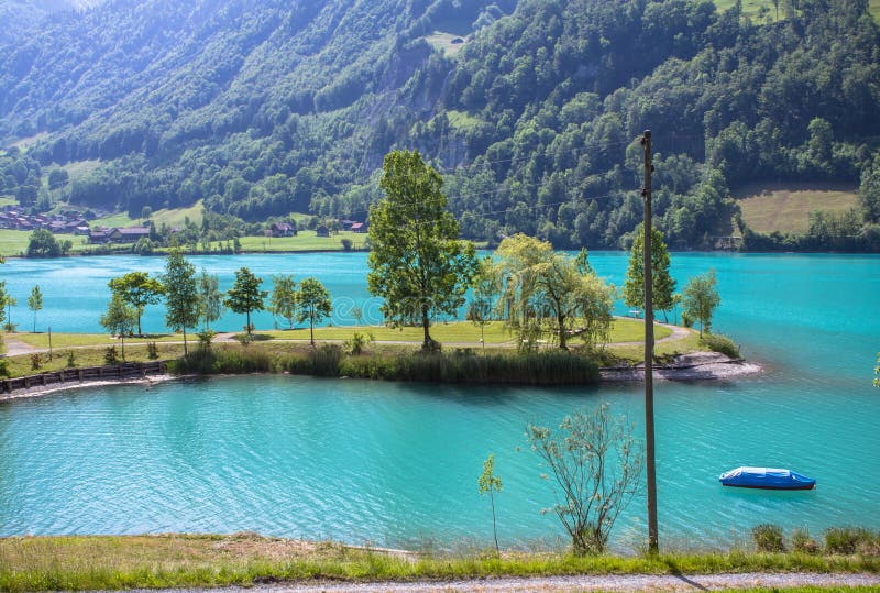 Lake Lungern, Switzerland stock image. Image of blue - 83903447