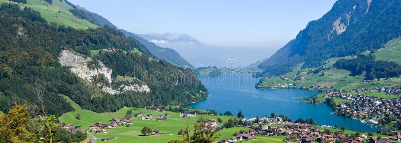 Lake Lungern Valley View from Brunig Pass Stock Photo - Image of forest ...