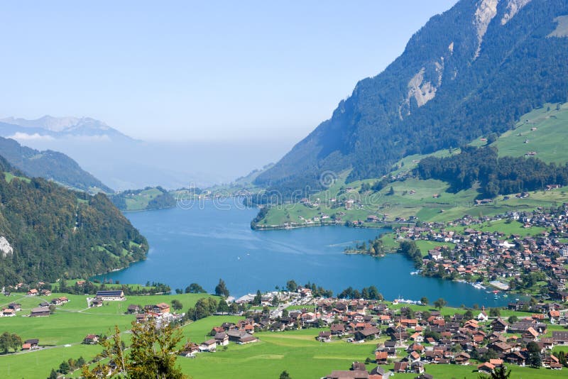 Lake Lungern Valley View from Brunig Pass Stock Photo - Image of season ...