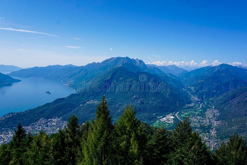 Lake Maggiore and Centovalli from Cardada Stock Image - Image of peak ...
