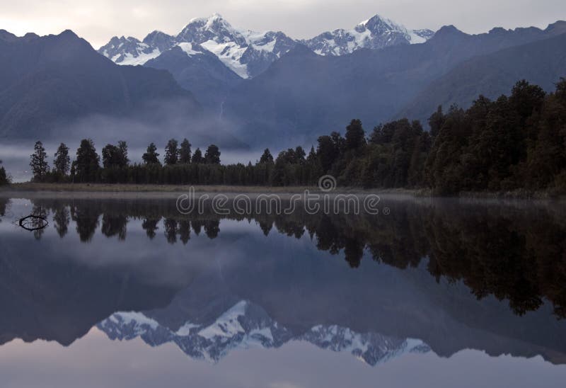 Lake Matheson stock image. Image of mountains, reflected - 22674853