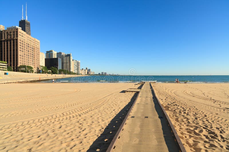 Lake Michigan Beach Chicago Stock Image - Image of sidewalk, michigan ...