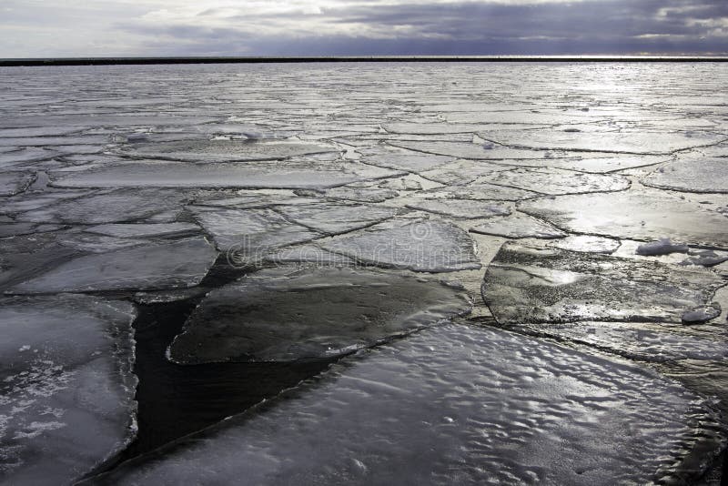 Lake Michigan, Shoreline, Winter, Ice Stock Image - Image of lone ...