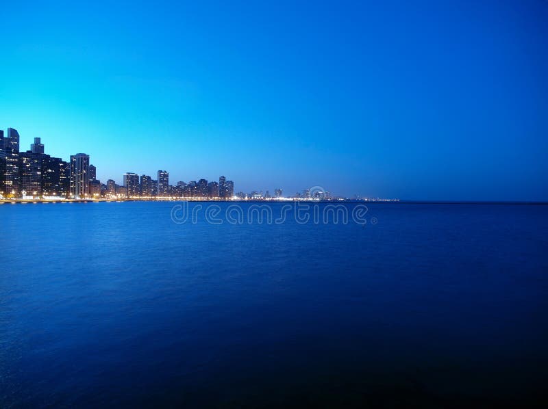 Lake Michigan Night stock image. Image of coast, buildings - 11967353