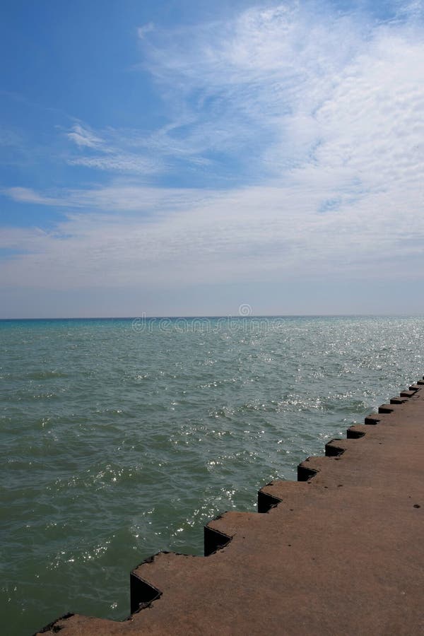 Lake Michigan Pier stock photo. Image of water, waves - 53520748