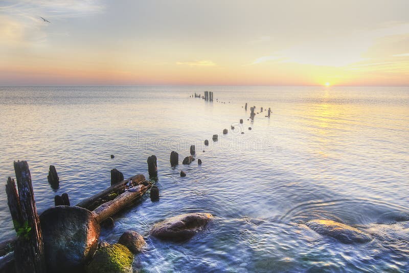 Lake Michigan Shore at Sunrise Stock Photo - Image of midwest, sand ...