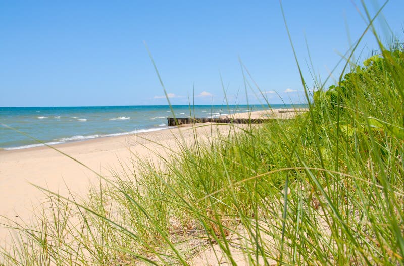 Lake Michigan Shoreline stock image. Image of green, beach - 980167